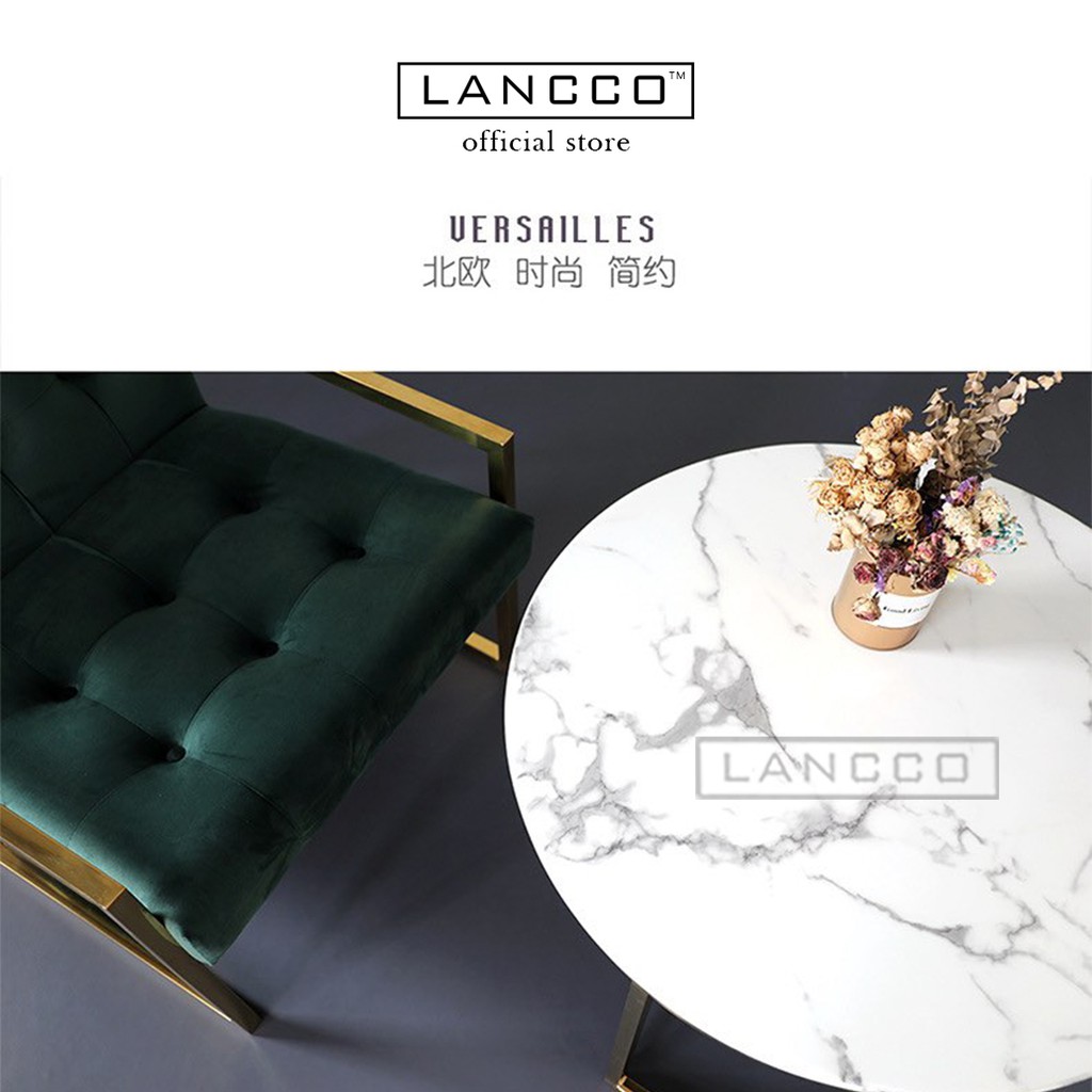 LANCCO Nordic Luxury Gold Marble Top Round Coffee Table | Shopee Malaysia