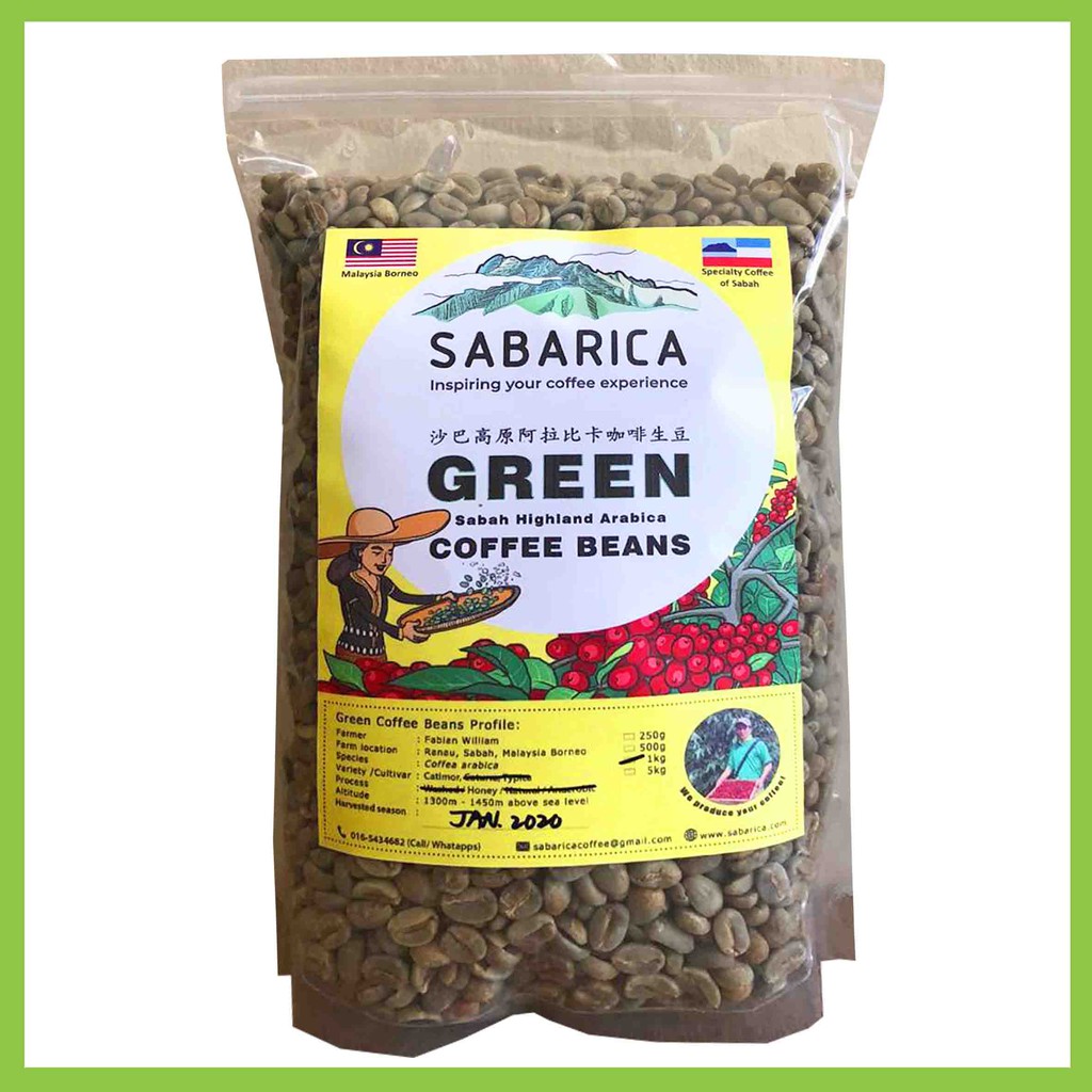 Sabarica Green Coffee Beans 1kg Sabah Specialty Arabica | Shopee Malaysia