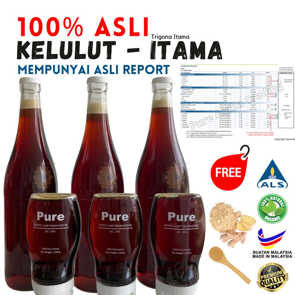 MADU KELULUT ITAMA (BUNDLE) STINGLESS BEE HONEY Kelulut Honey Raw honey ...