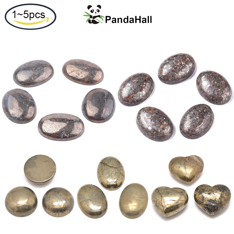 PandaHall 1 ~ 5pc Oval Half Round Natural Pyrite Cabochons 18x13x6mm ...