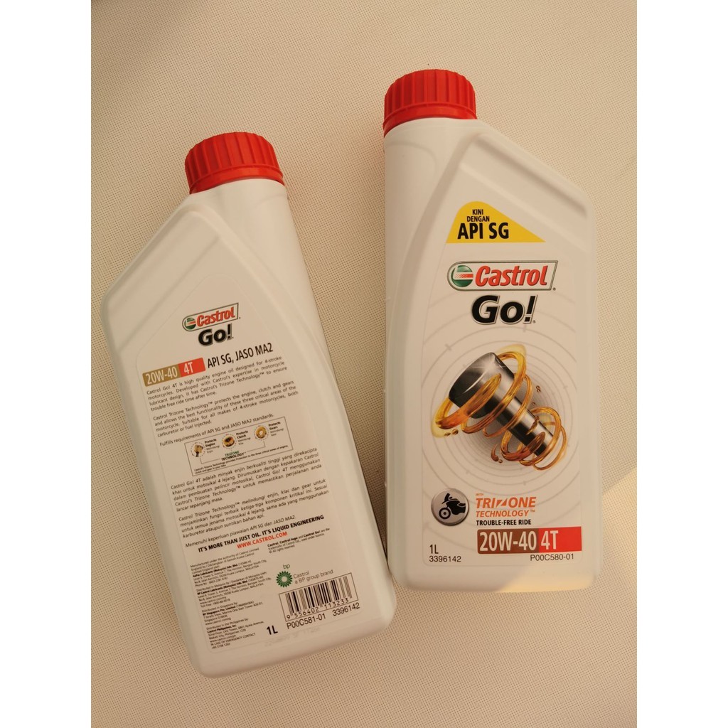 Castrol Go 4T Oil 20w40 / 4T ACTIV ESSENTIAL SAE 40 / API SG MA2 100% ...