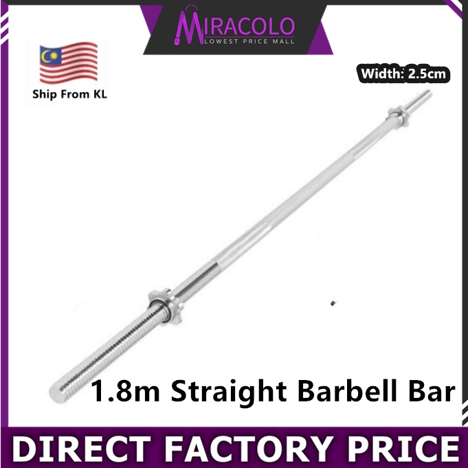 MIRA 1.8m Straight Barbell Bar Curl Bar Dumbbell Bar Gym Fitness ...