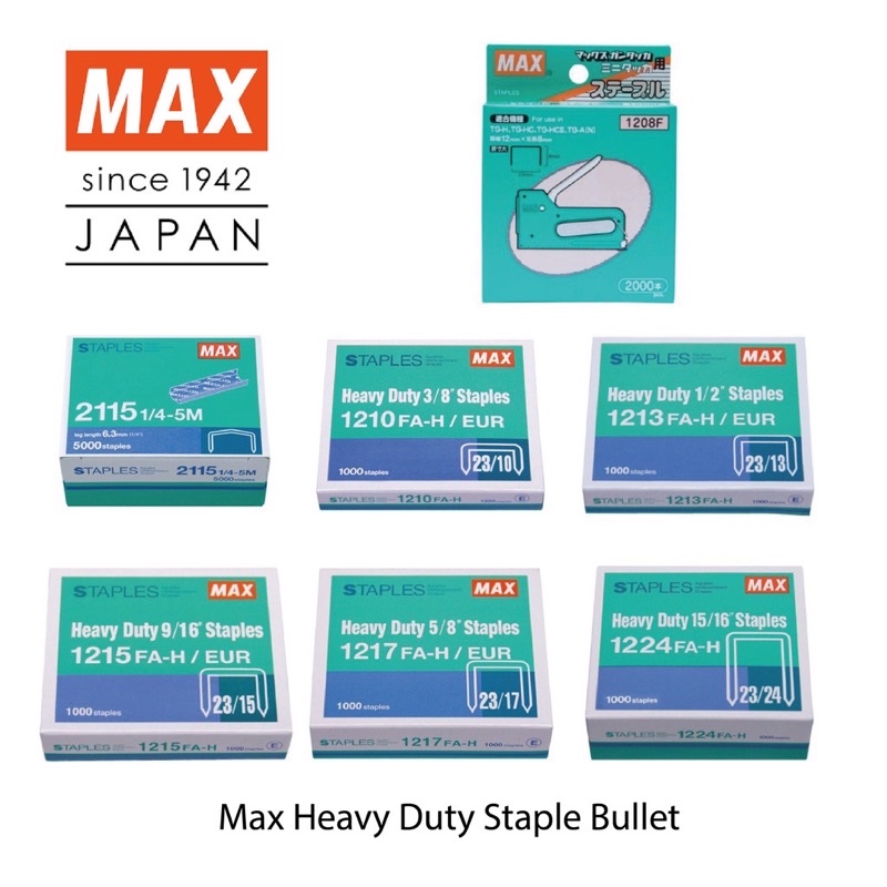 MAX All Size Heavy Duty Staples (Stapler Bullet Refill / Dawai Kokot ...