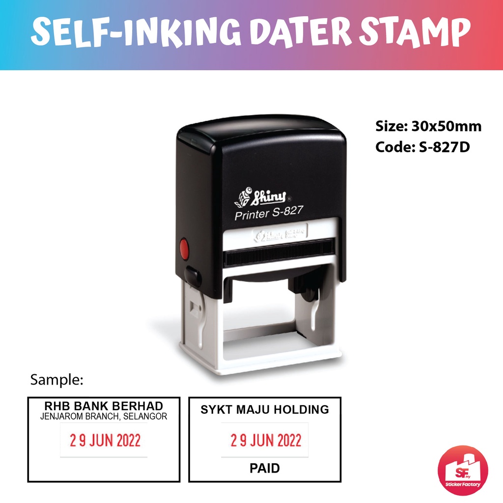 Self-Inking Dater Stamp Shiny / Pre ink Stamp Dater Stamp Shiny / Chop bertarikh siap ink ...