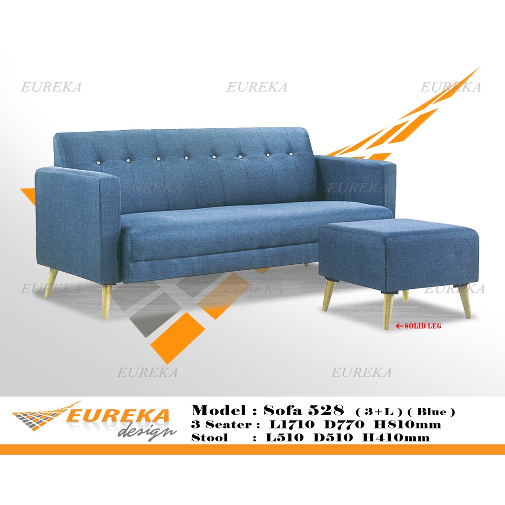 EUREKA Sofa Set 3+L Couch Modern Upholstery Fabric Wood Living Room 528 (Deliver & Installation ...