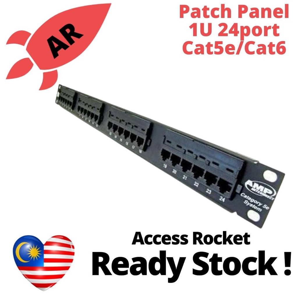 Patch Panel 24port UTP RJ45 Cat5e/Cat6 1U with W:19" | Shopee Malaysia