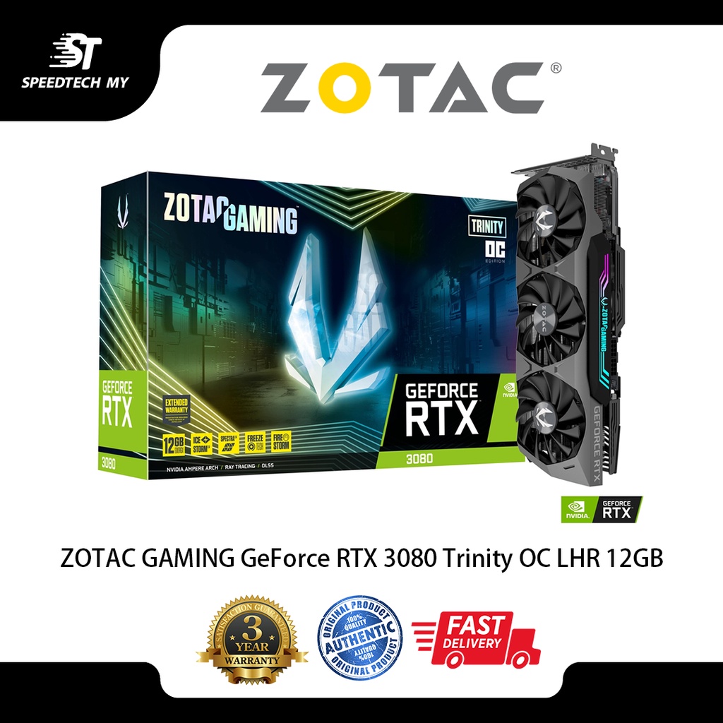 (Extra Wrapping) ZOTAC GAMING GeForce RTX 3080 Trinity OC LHR 12GB ...