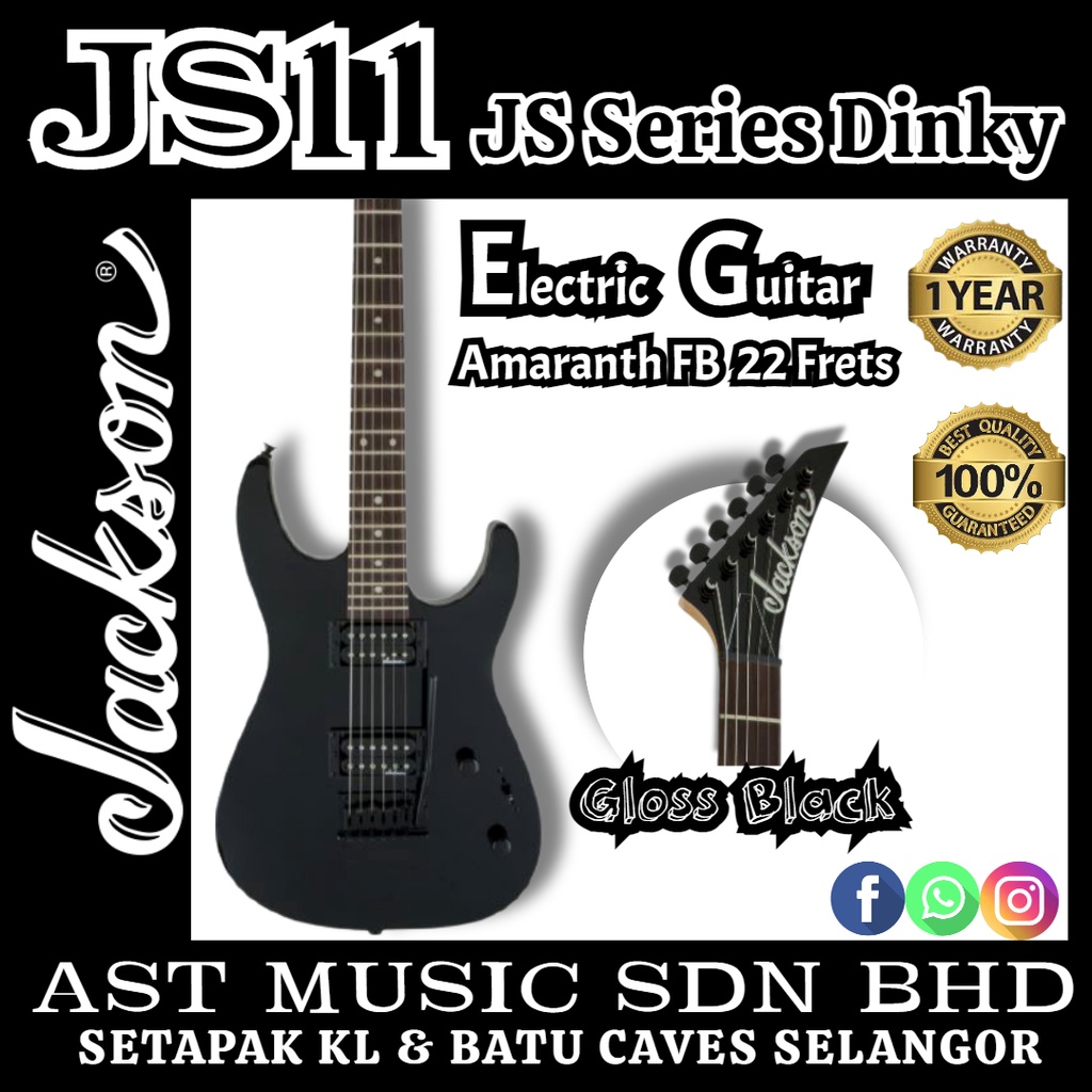 Jackson JS Series Dinky JS11 Electric Guitar Amaranth FB - Gloss Black ...