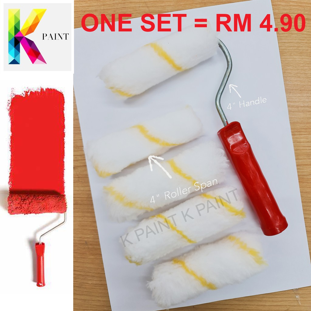 4'' Professional Paint Roller Set with Handle Option Refillable Berus ...