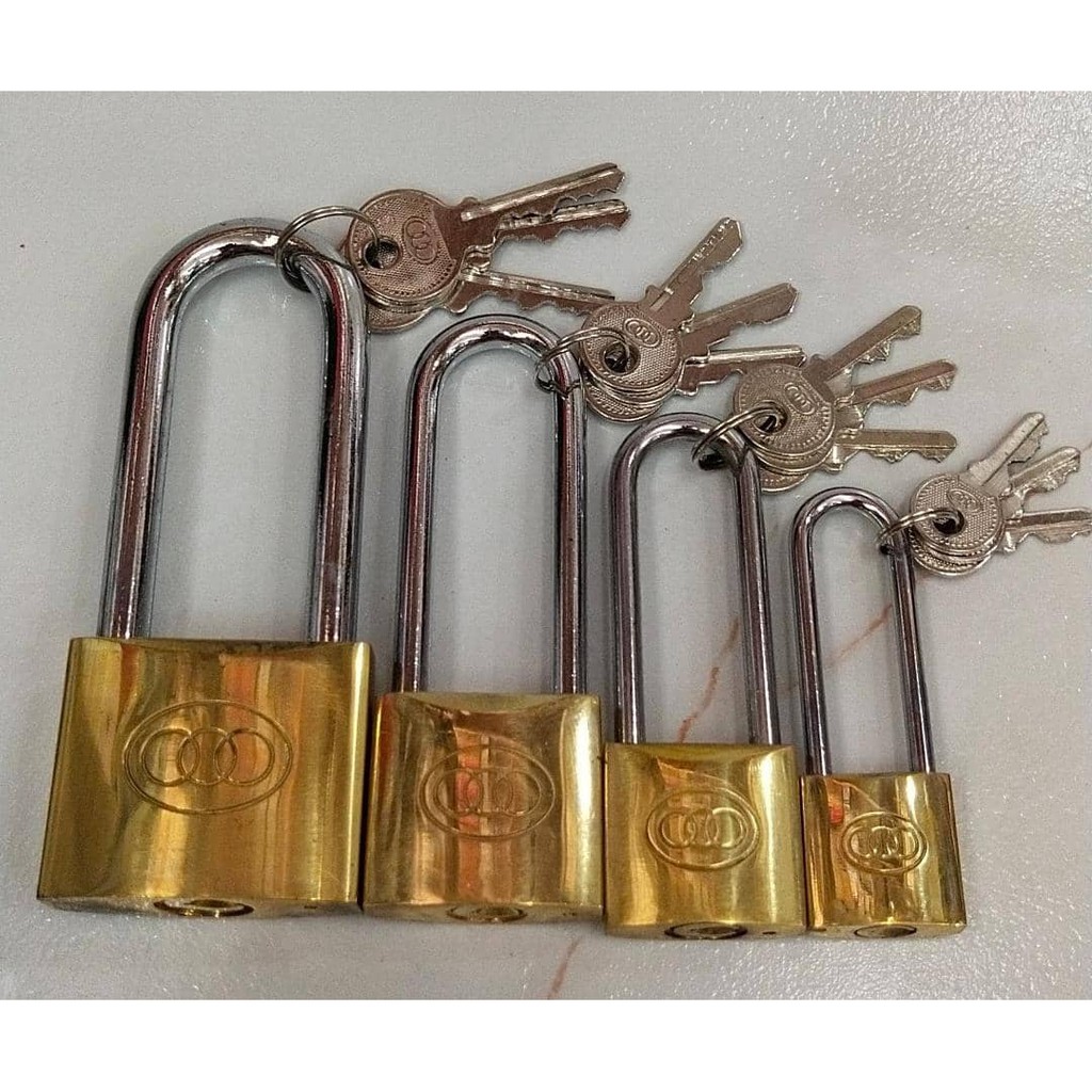 [100% ORIGINAL] TRI-CIRCLE LONG SHACKLE BRASS PAD LOCK (25MM/32MM/38MM ...