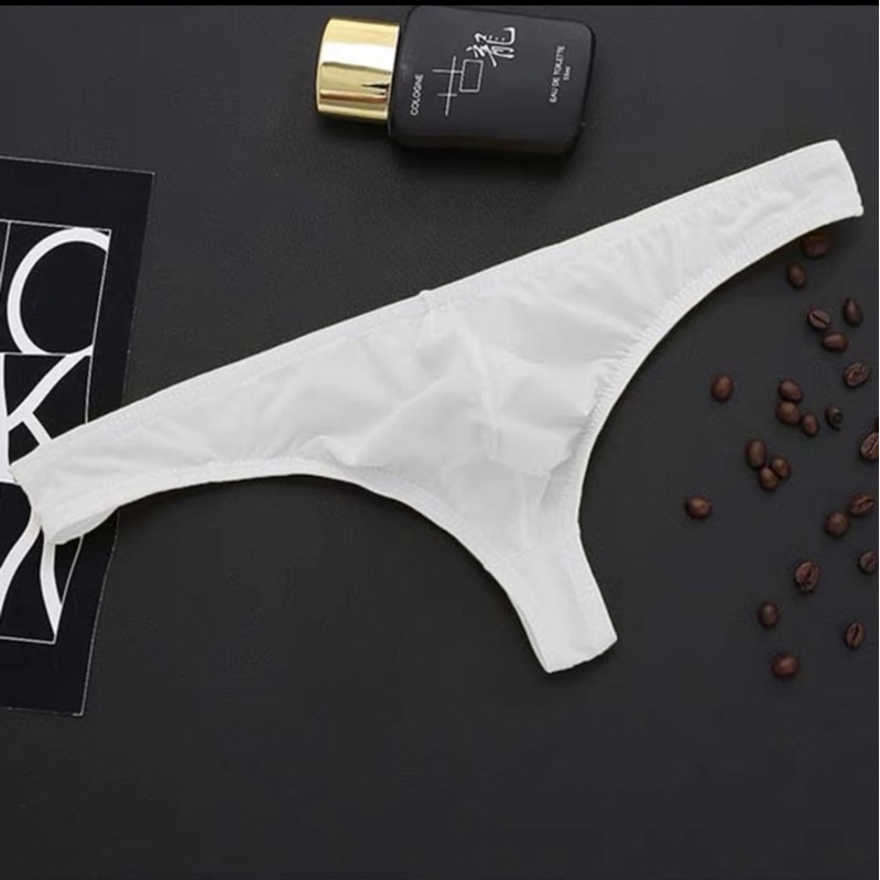 Men's sexy thong T pants ice silk transparent underwear | Shopee Malaysia