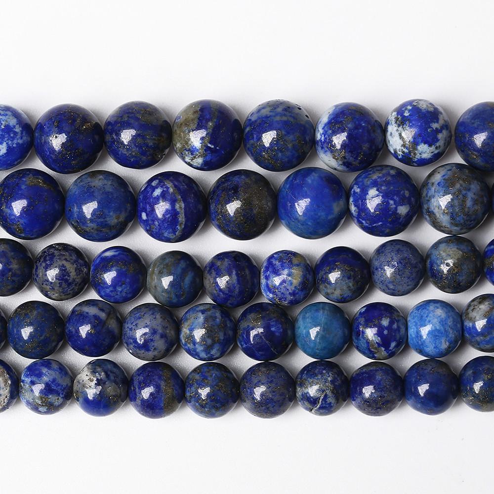 Lapis Lazuli Round Loose Beads 15" Strand 4 6 8 10 12 MM Pick Size For ...