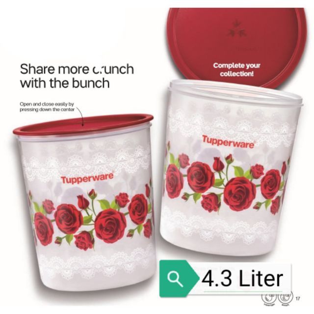 Tupperware Royal Red Rose One Touch Maxi Canister (4.3L x 2 Pcs) | Shopee Malaysia
