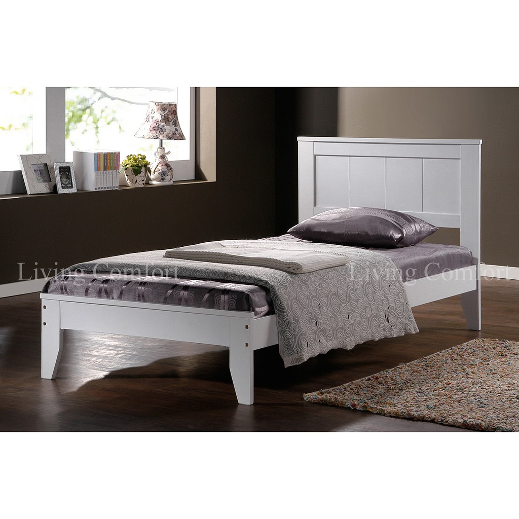 SINGLE SIZE WOODEN BED / KATIL KAYU BUJANG / 3' SOLID WOOD BED | Shopee ...