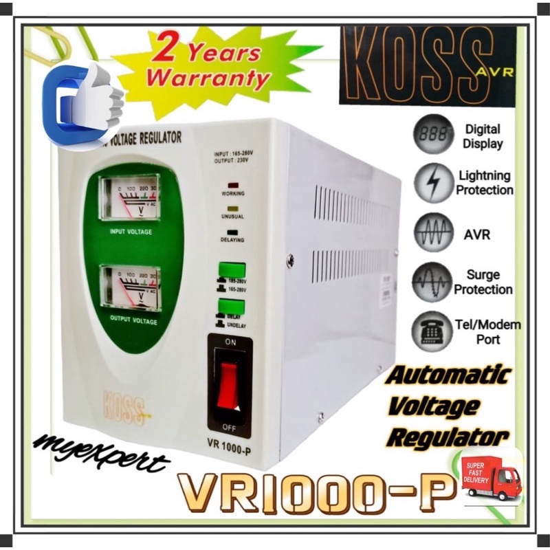 Hotdeal KOSS VR-1000P Heavy Duty Automatic Voltage Regulator - 3 UK ...