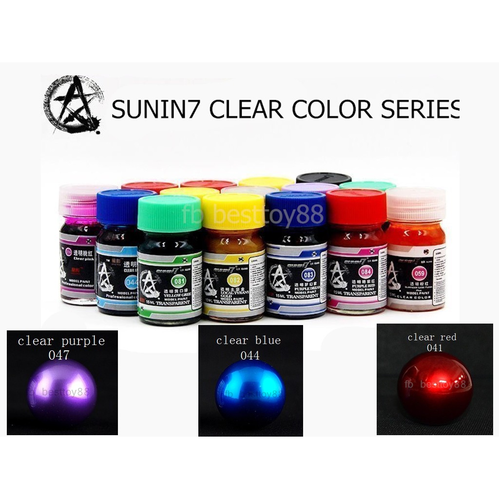 SUNIN7 CLEAR COLOR SERIES Lacquer paint for model kit 15ml gundam color ...