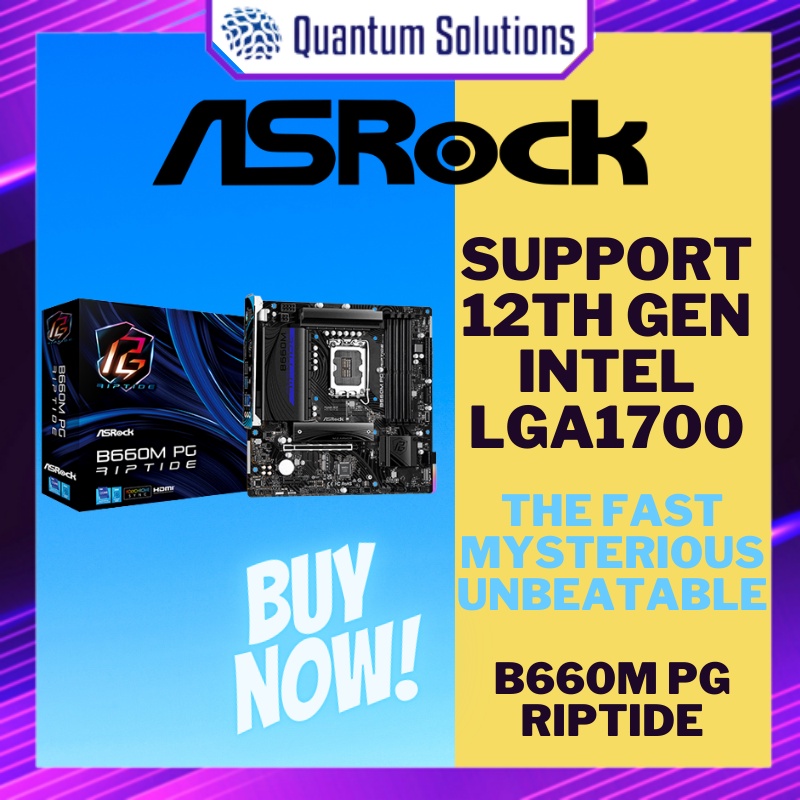 ASROCK B660M PG Riptide mATX Motherboard - Support Ram DDR4 5333MHz (OC ...
