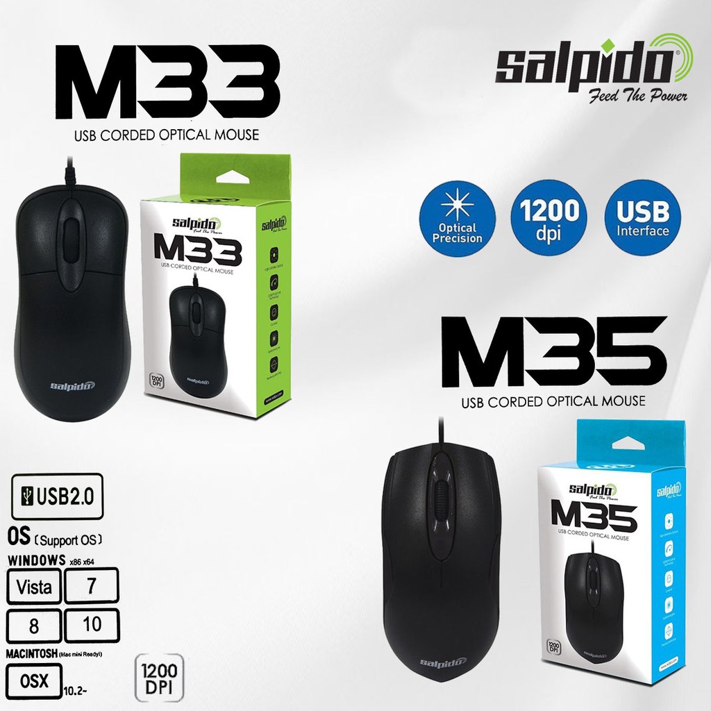 Official Salpido M33 1200 DPI / M35 1200 DPI USB Optical Mouse | Shopee ...