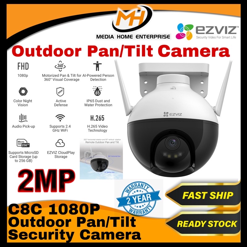 EZVIZ C8C/C8W-2 WAY TALK 1080P CCTV /128/256GB,OutDoor Pan&Tilt,Color ...