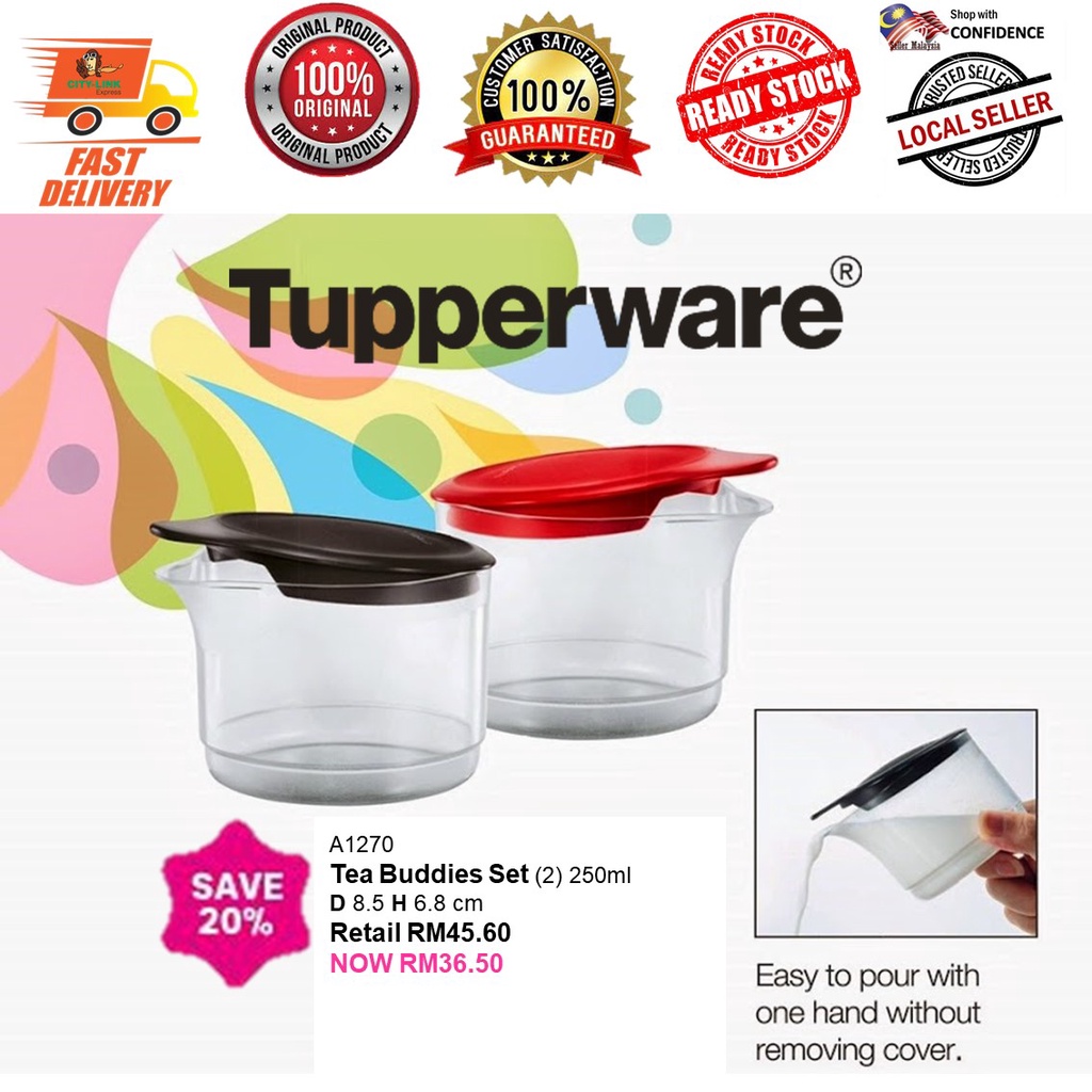 Tupperware Tea Buddies Set (2 pc) 250ml (A1270) | Shopee Malaysia