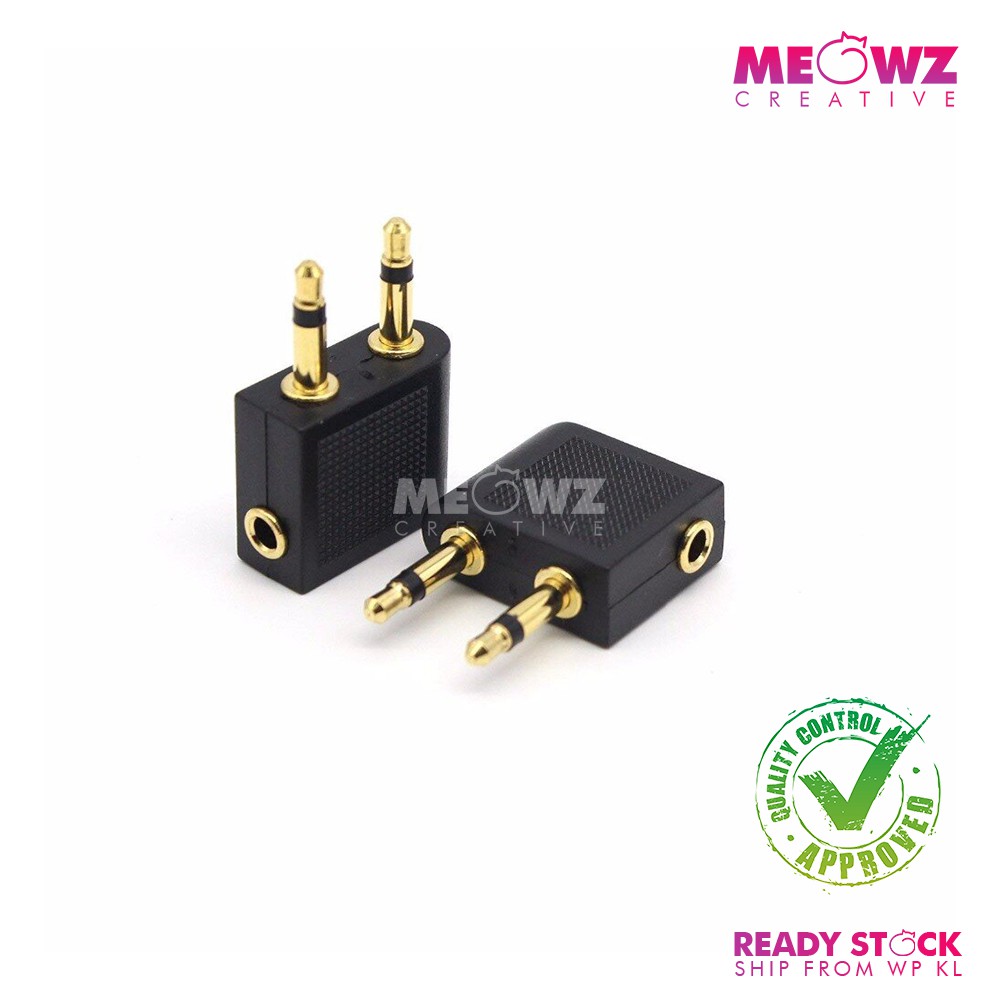 Golden Plated 3.5mm Male To Female Jack Socket Audio Adapter Airplane ...