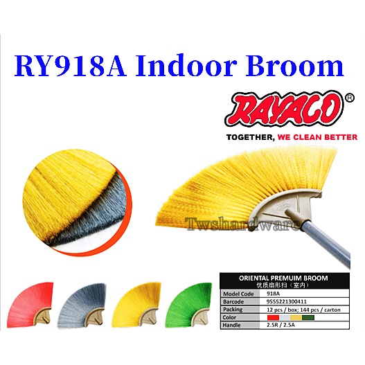 RAYACO Nylon PVC Oriental Broom With 2.5ft Iron Handle Premium Nylon ...
