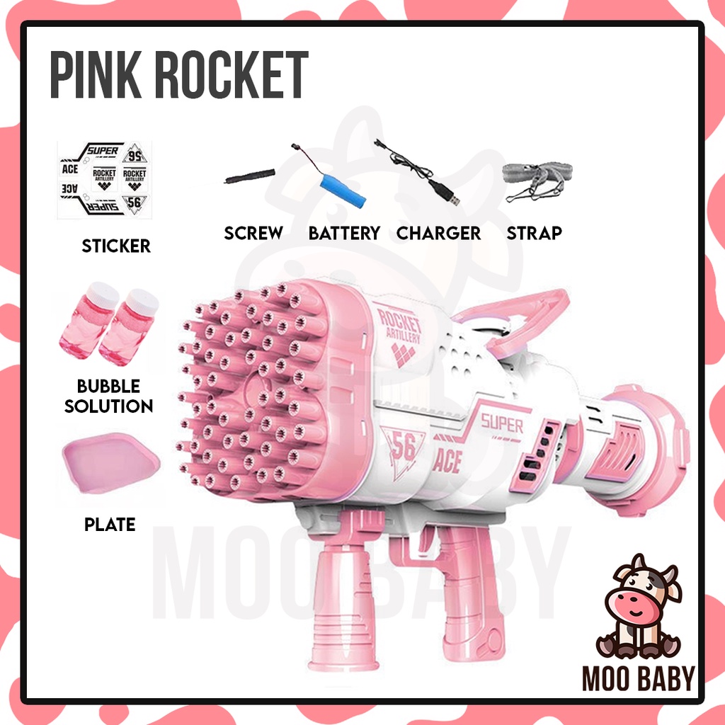 Moo Baby Bubble Gun Automatic Bubble Machine Rocket Bubble Gun Bubble ...