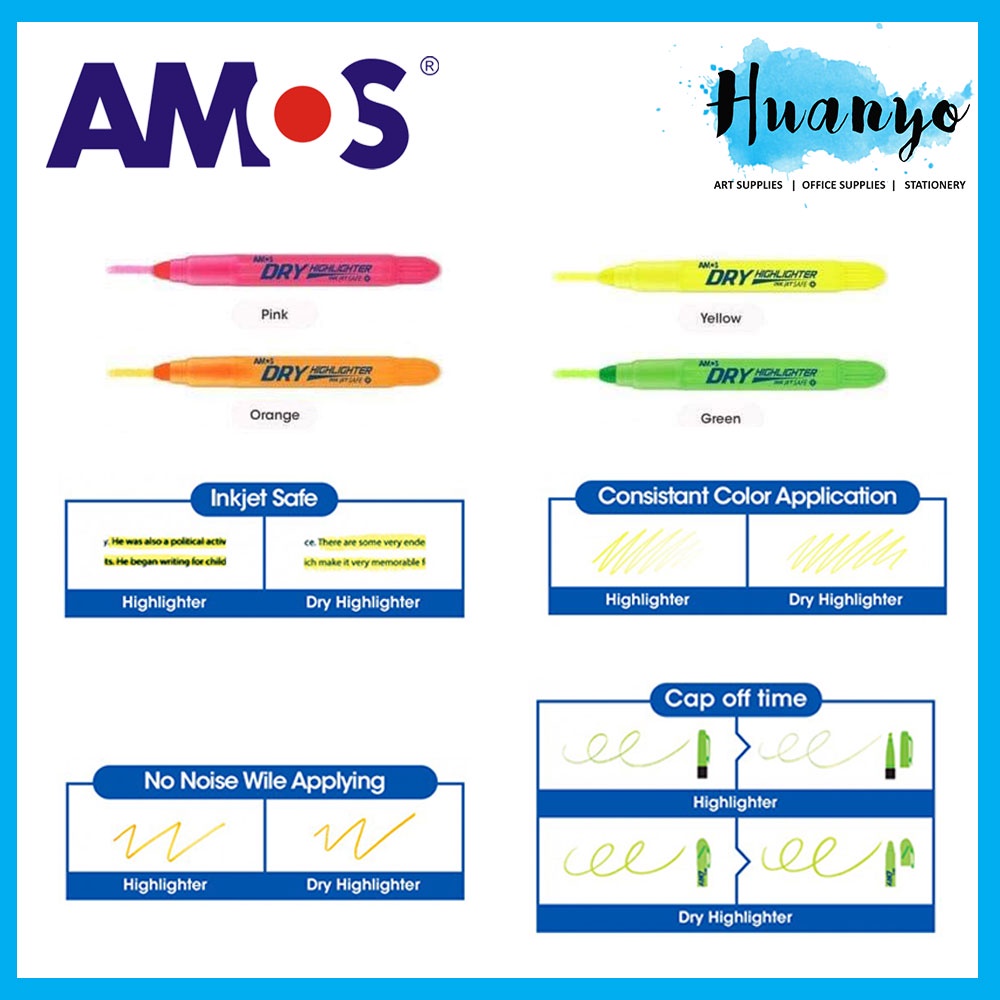 [HUANYO] Amos Dry Highlighters Fluorescent & Candy Pastel Colors Inkjet ...