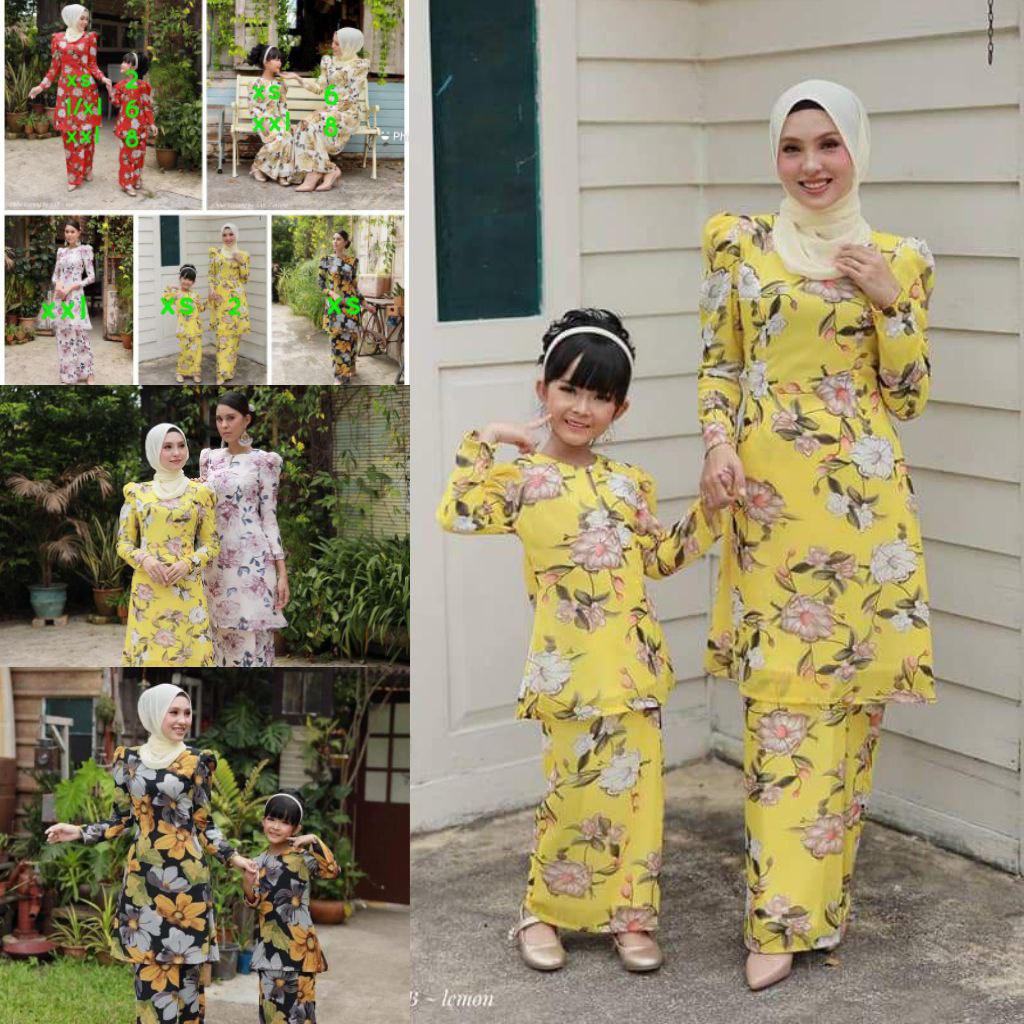 Chloe Kurung Kurung Chiffon Sedondon Raya Baju Puff Kurung Puff Kurung ...