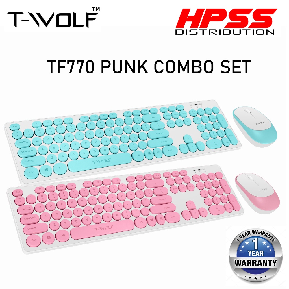 T-WOLF TF770 PUNK Keyboard Wireless Combo Set Keyboard and Mouse LIKE ...
