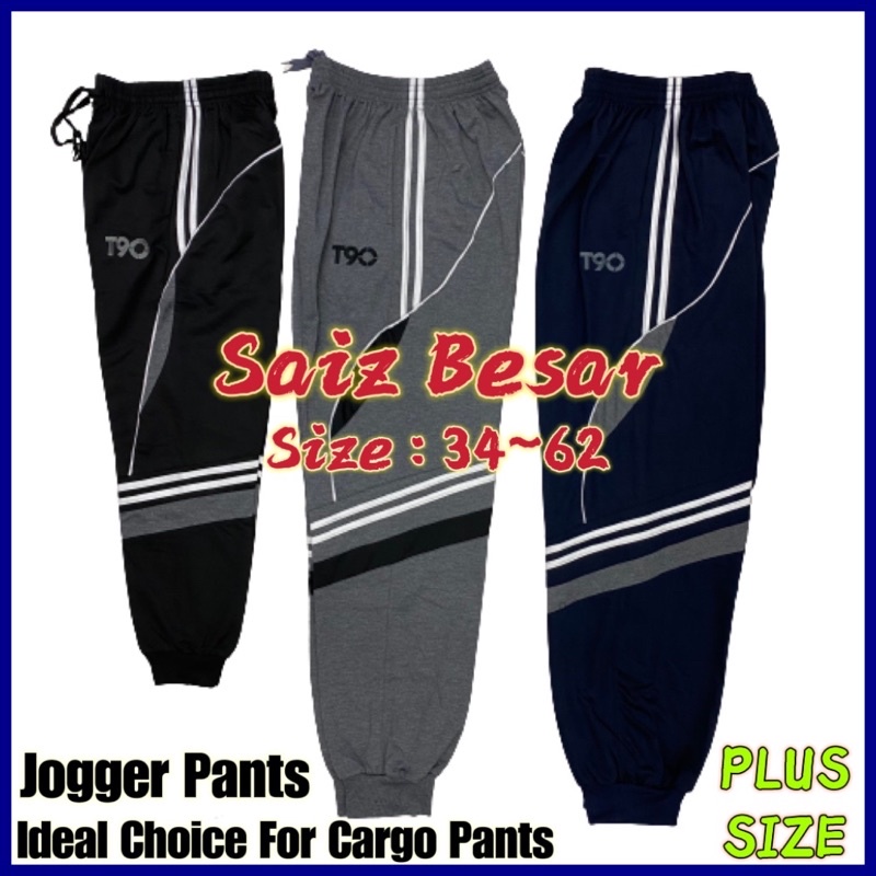 (36"-66") Big Size Men Tracksuit Cotton Plus Size Long Pants Seluar ...