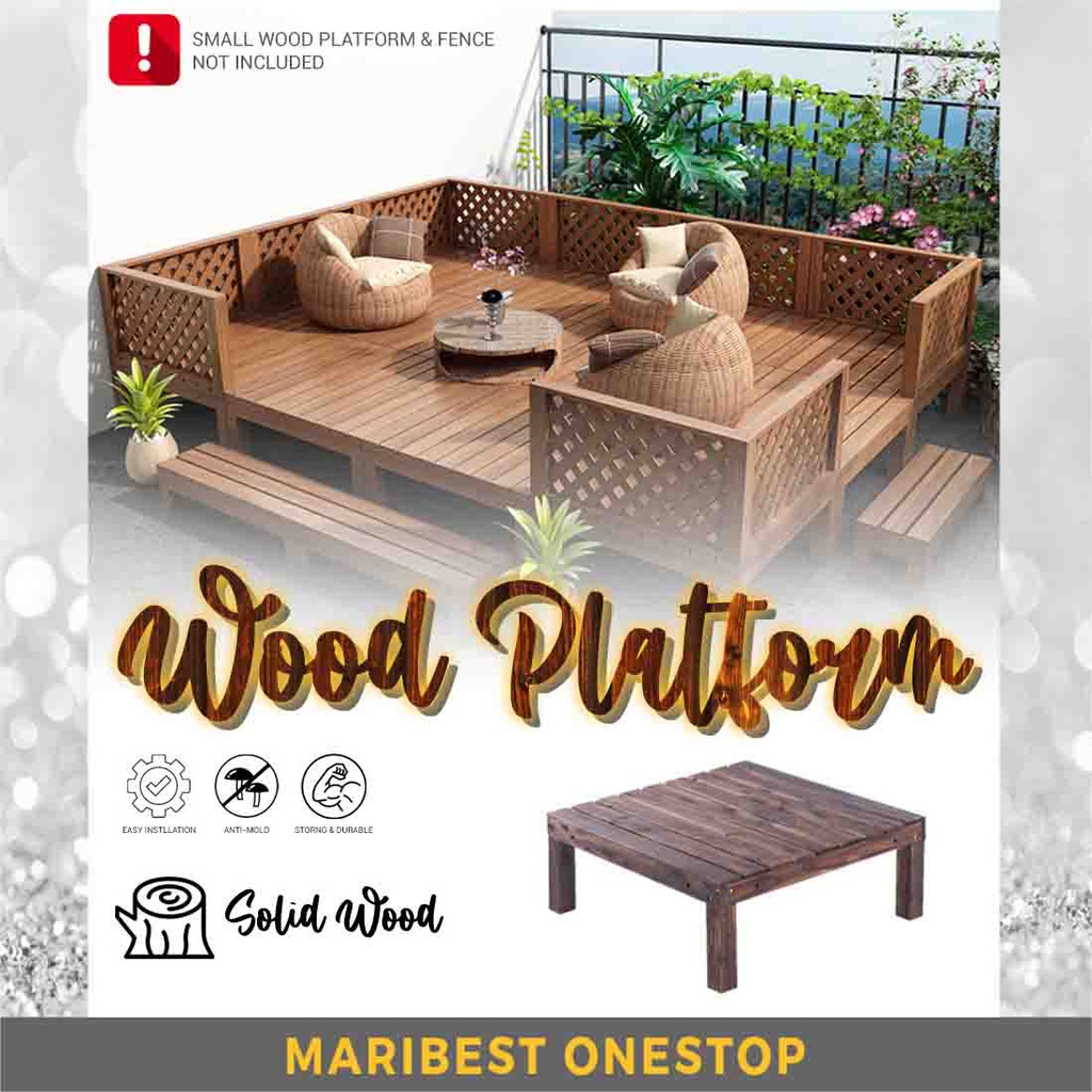 MULTIPURPOSE OUTDOOR GARDEN BALCONY CARBONIZED WOOD PLATFORM 90CM X ...