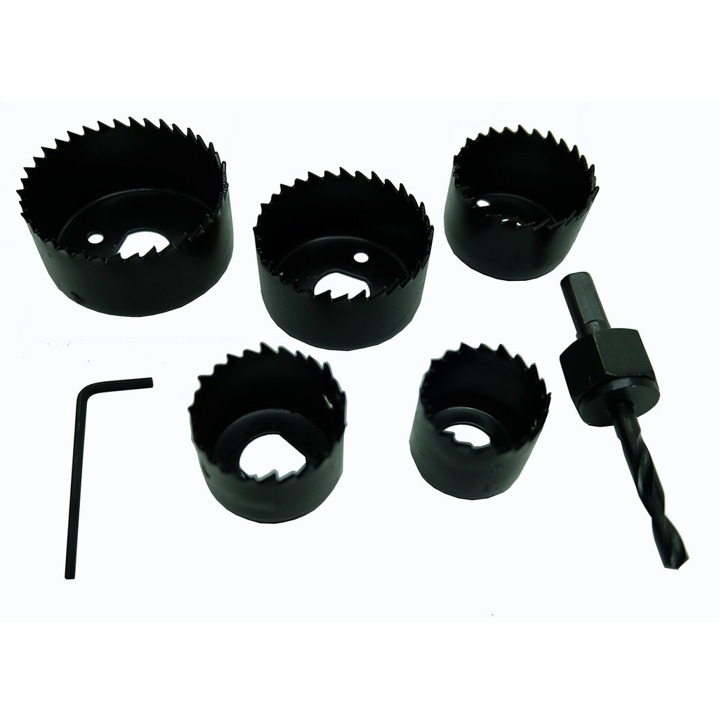 Hole Saw Set Holesaw and Wood Cutter Set 7pcs with Hex Wrench Key and ...