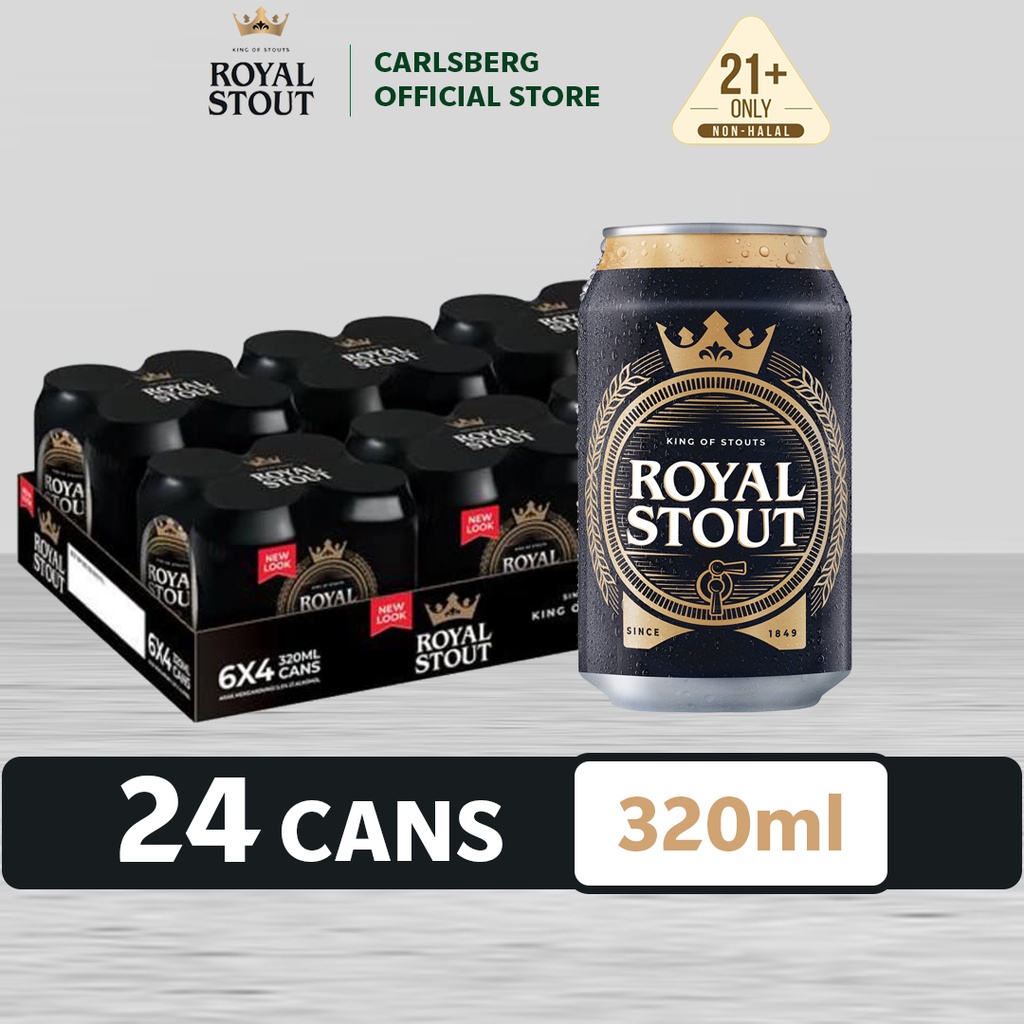 Royal Stout Can Danish Stout Beer 5.5% Alcohol (320ml x 24) | Shopee ...