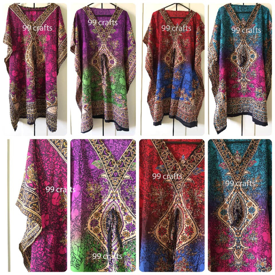 1 pcs baju kelawar kaftan pendek assorted design, V-Neck Polyester ...