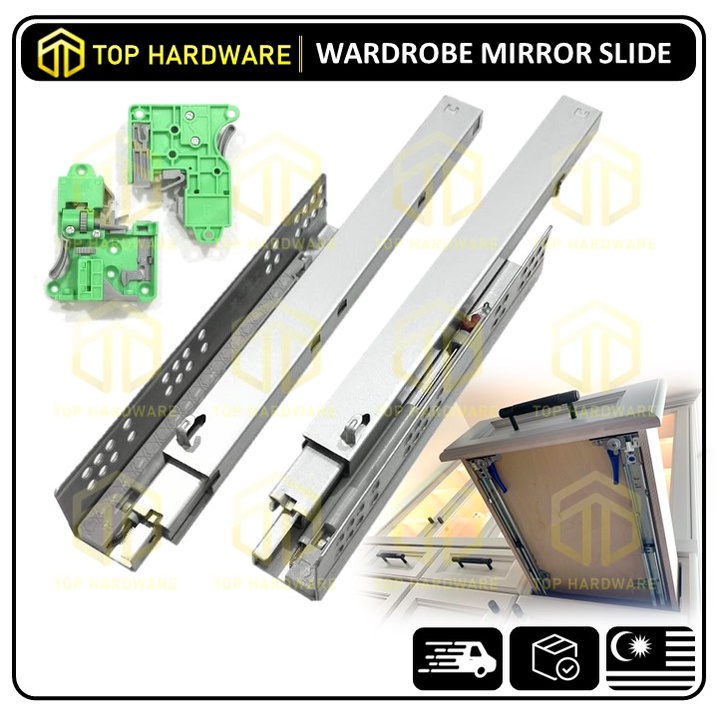TOP🇲🇾 Heavy Duty Undermount Drawer Slide SOFT CLOSE Rail Laci ...