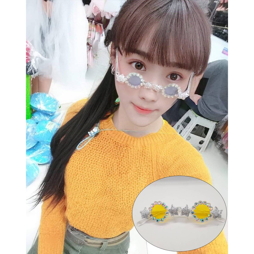 Stylish Tiny Lens Glasses Attaching Diamonds And Rainbow Stars Korean Trends | Shopee Malaysia