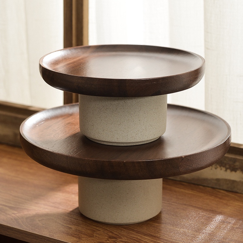 [soossuun] Wooden Porcelain Cake Dessert Fruit Stand Japanese Style ...