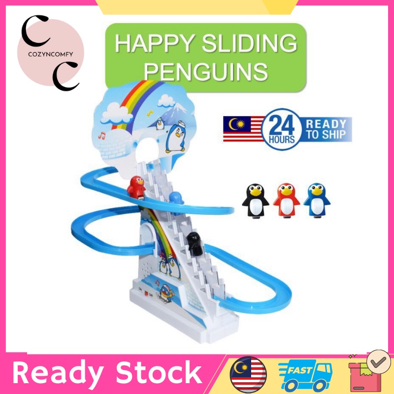 [ LOCAL READY STOCK ] Cute Penguins Automatic Ladder Climbing Sliding ...