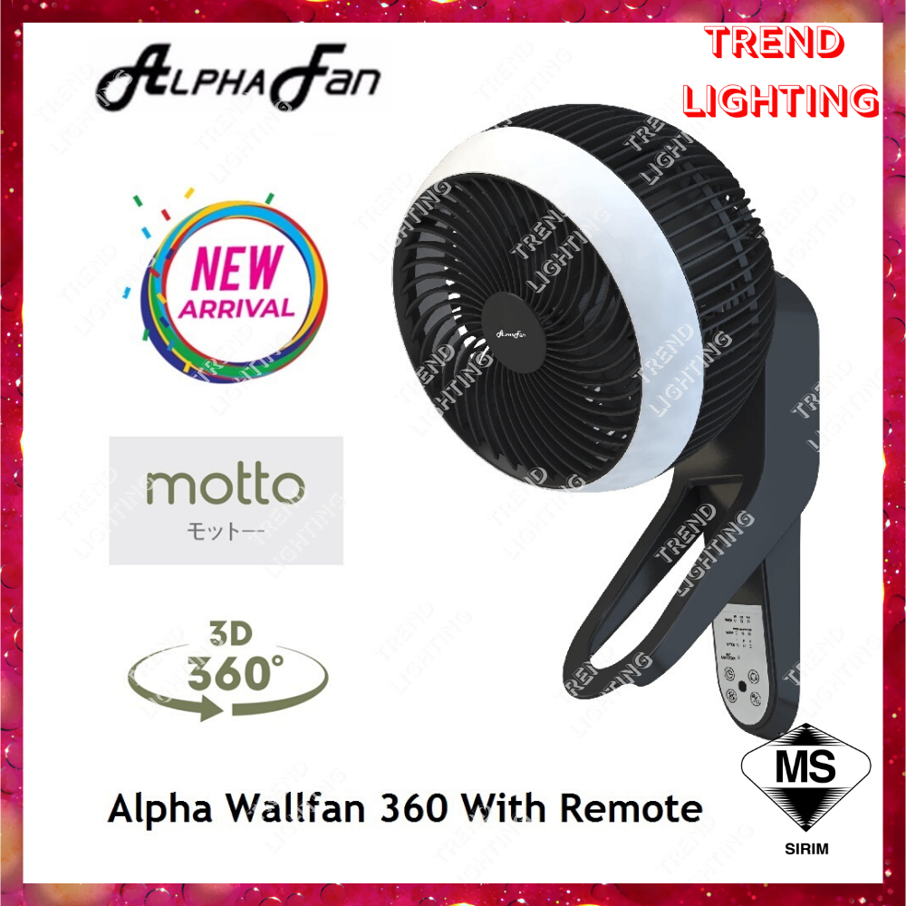 Alpha Fan MOTTO WF360 wall Oscillation fan 360 with remote control Wall ...