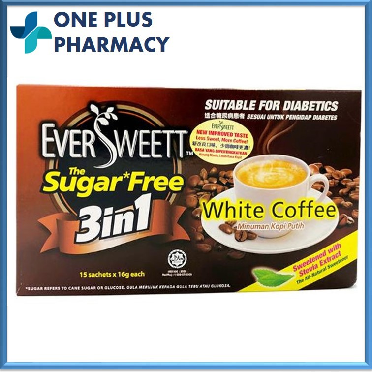 EverSweet Sugar Free 3-in-1 White Coffee 16g x 15 Sachets [EXP 12/2024 ...