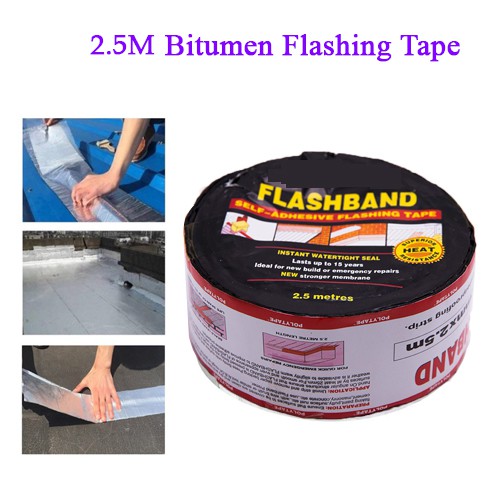 2" x 2.5m / 3" x 2.5m / 4" x 2.5m BIitumen Flashing Tape / Gam Atap ...