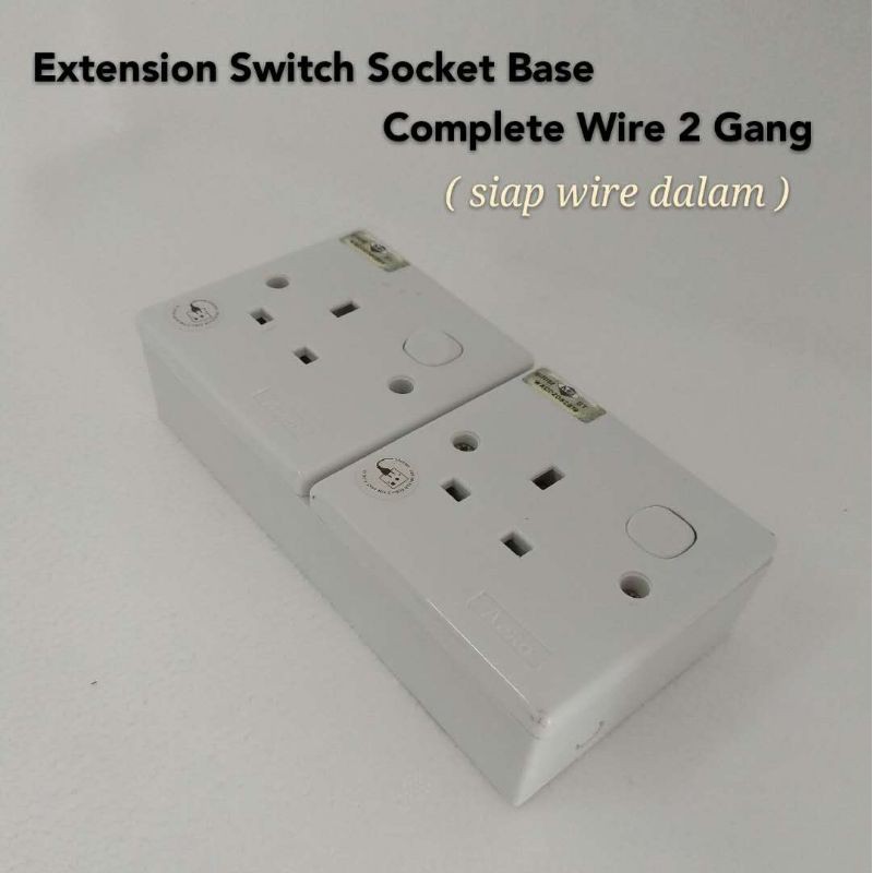 Extension trailing socket base 2 gang complete wire ( dalam siap pasang ...