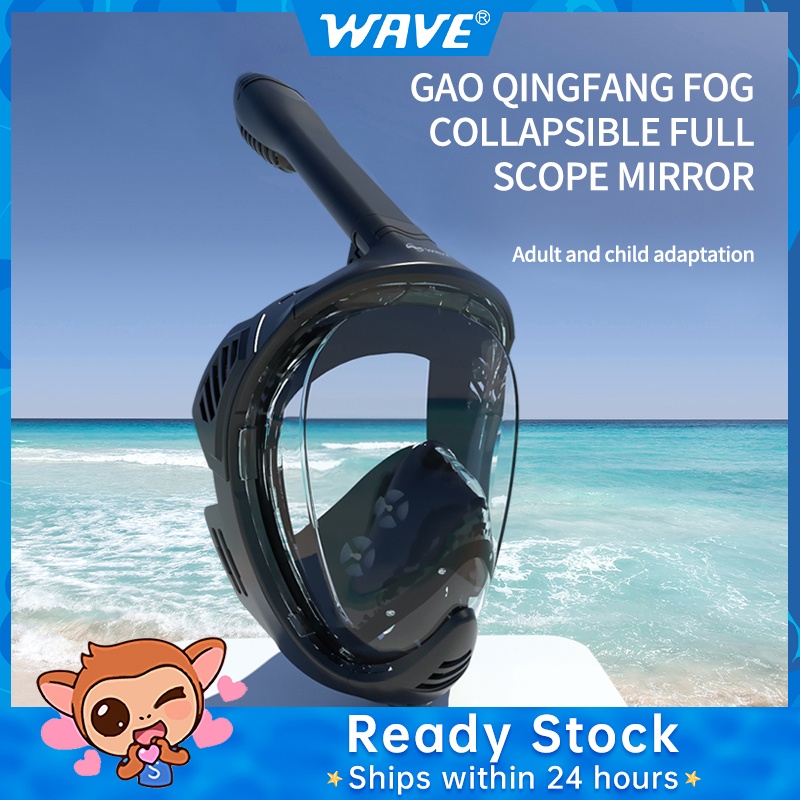 WAVE Hd Anti-Fog Snorkeling Mask Double Tube Breathing Full face Child ...