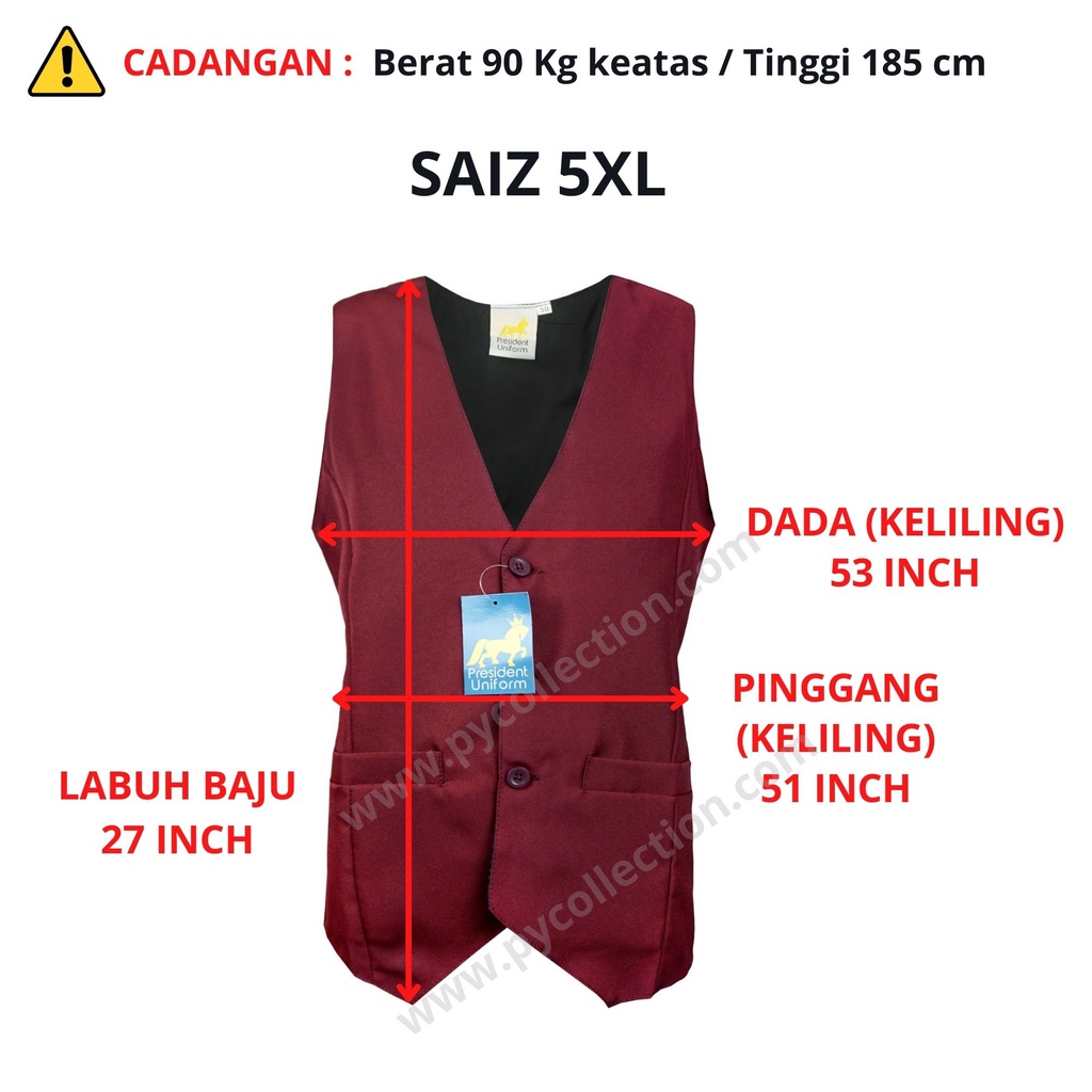 VEST MAROON PENGAWAS READY STOCK !!! VEST SEKOLAH RENDAH DAN MENENGAH / PV005 - PRESIDENT ...