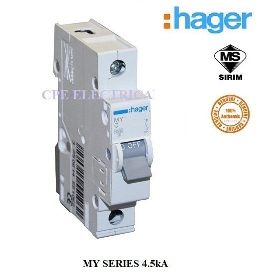 HAGER MY Series 6A 10A 16A 20A 32A 40A 1 Pole MCB 4.5KA WITH SIRIM APPROVE | Shopee Malaysia