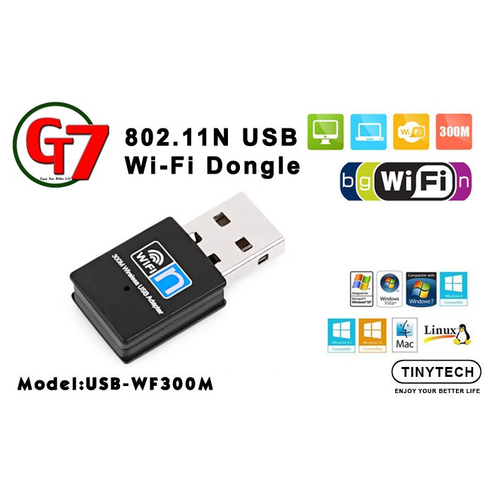 TINYTECH USB WIFI DONGLE 300MBPS (USB-WF300M) | Shopee Malaysia