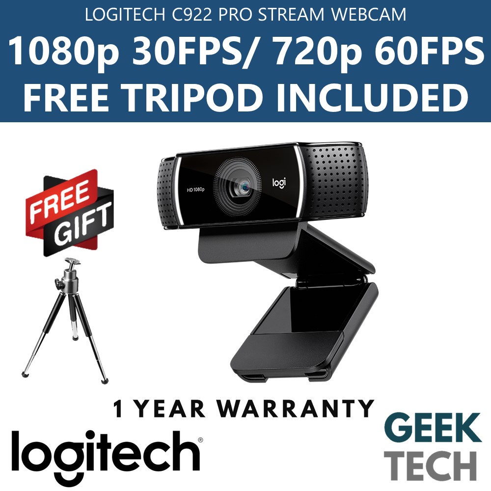 LOGITECH C922 Pro Stream Webcam Full HD 1080p 30FPS / HD 720p 60FPS (1 ...