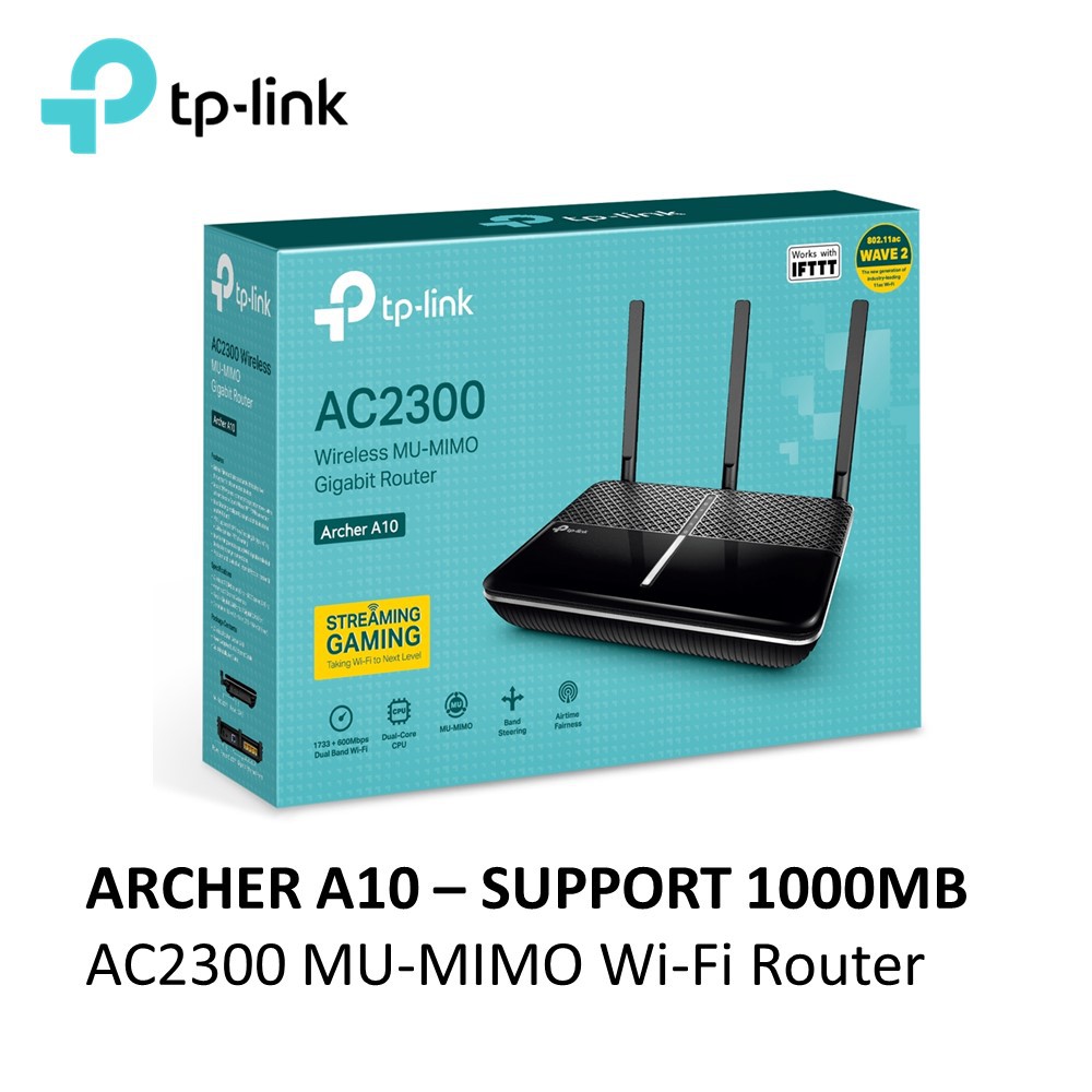 TP-LINK Archer A10 AC2600 Dual Band MU-MIMO 2.4GHz + 5GHz Gigabit ...