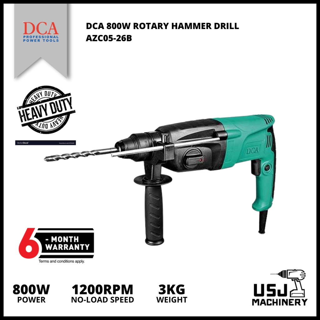 DCA 800W Rotary Hammer Drill AZC800-26B | 6 Months Warranty | Shopee ...